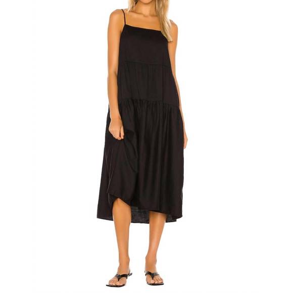 Enza Costa | Dresses | New Enza Costa Strappy Tiered Dress In Black ...